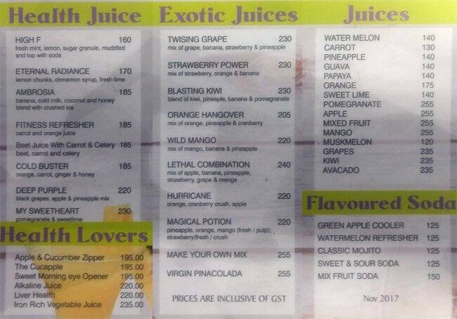 The Big Squeeze Menu, Menu for The Big Squeeze, Vashi, Navi Mumbai - Zomato