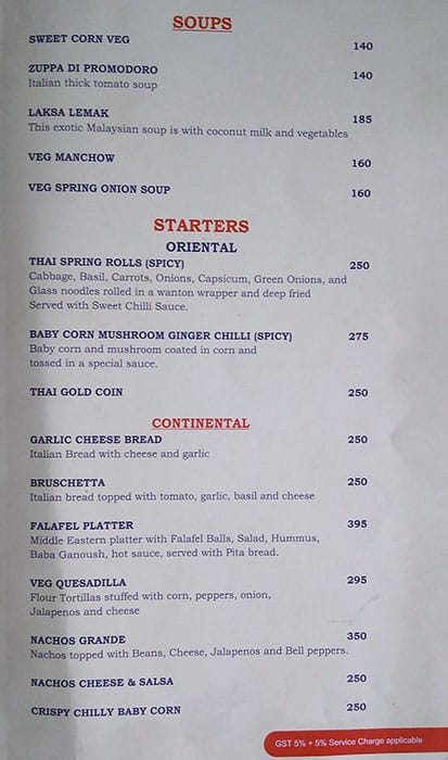 Menu at Cable Car, Bengaluru, Marenahalli Rd