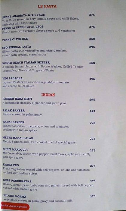 Menu at Cable Car, Bengaluru, Marenahalli Rd