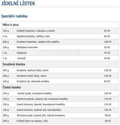Menu at Ilf pub & bar, Prague