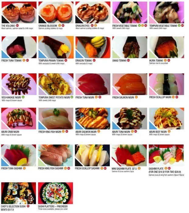 Menu at Simply Sushi restaurant, Glenelg