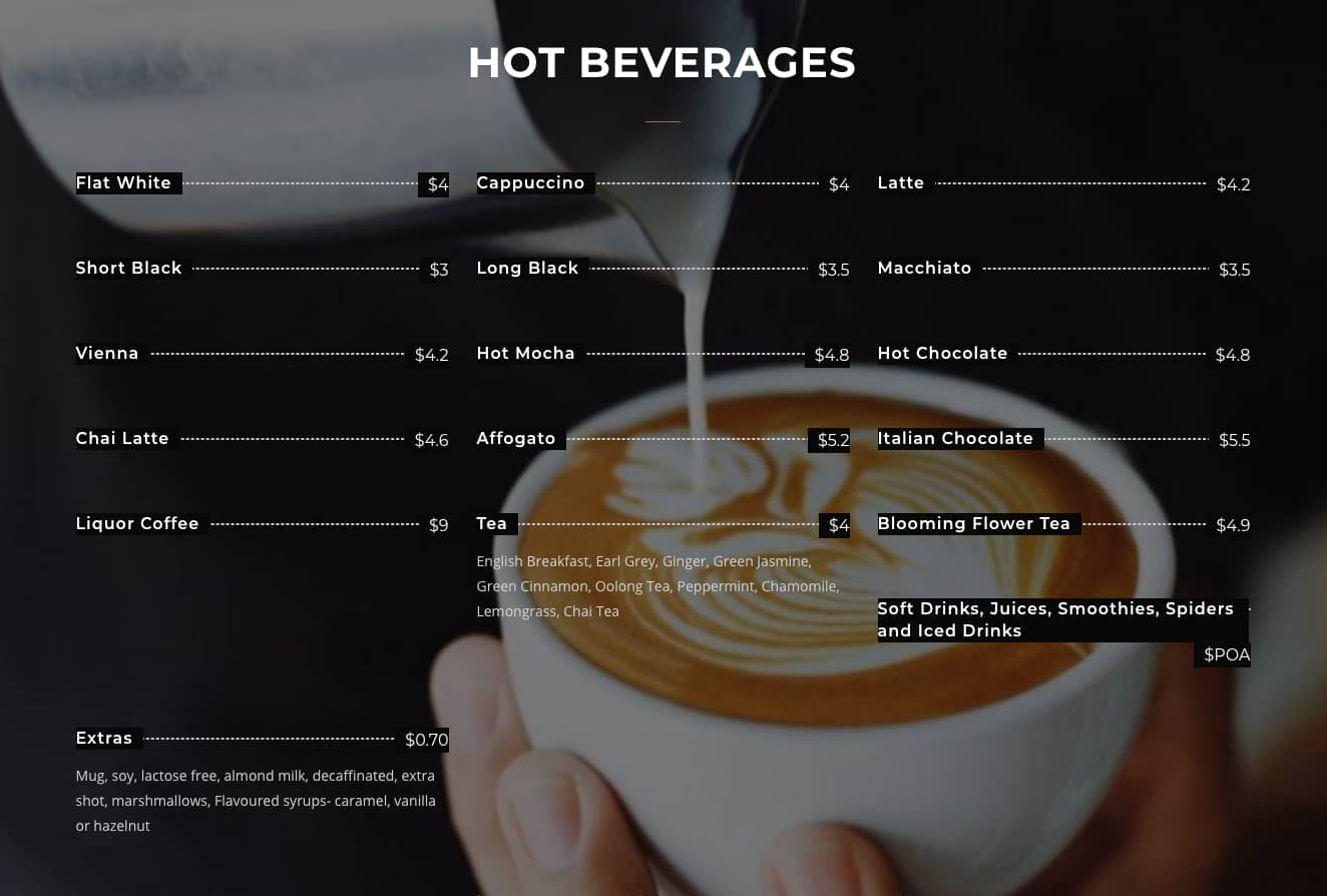 Menu at The Lighthouse restaurant, Cleveland