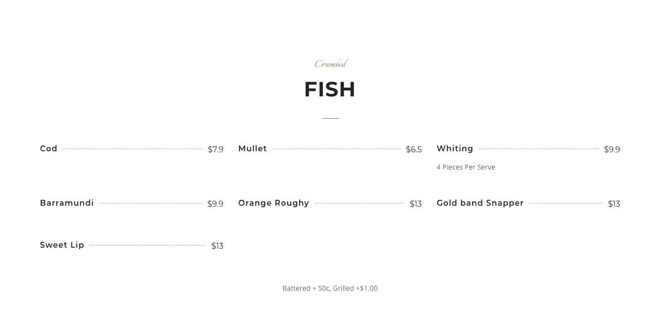 Menu at The Lighthouse restaurant, Cleveland