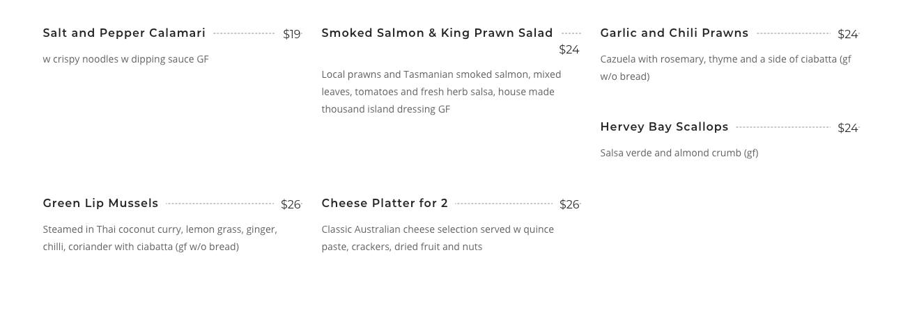 Menu at The Lighthouse restaurant, Cleveland