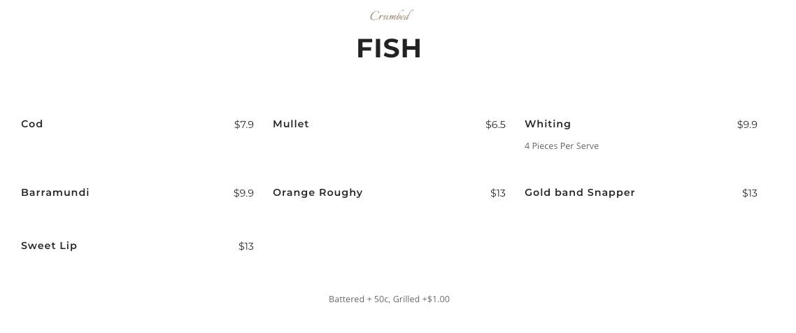 Menu at The Lighthouse restaurant, Cleveland