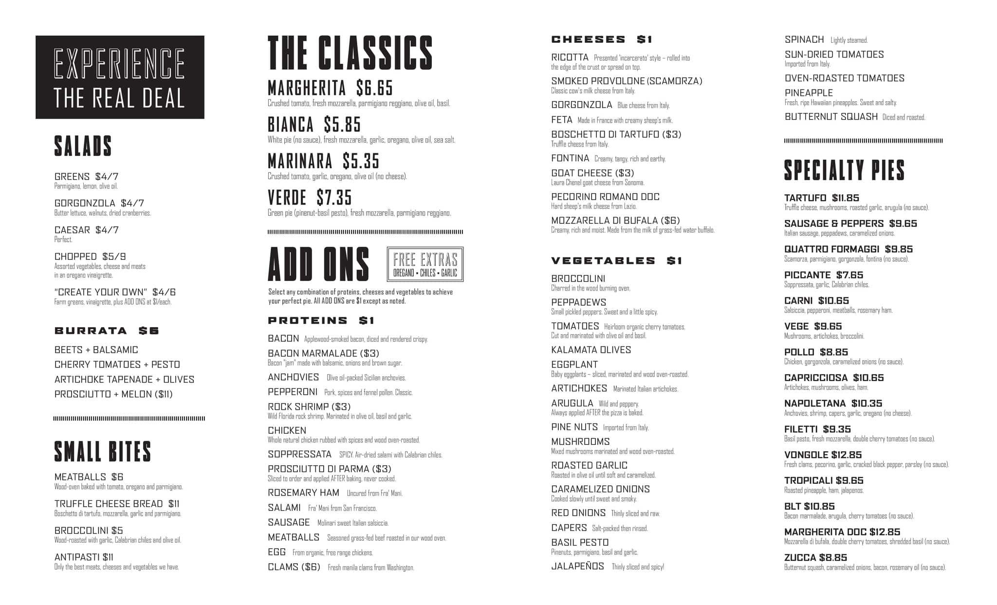 800 Degrees Neapolitan Pizzeria Menu - Urbanspoon/Zomato