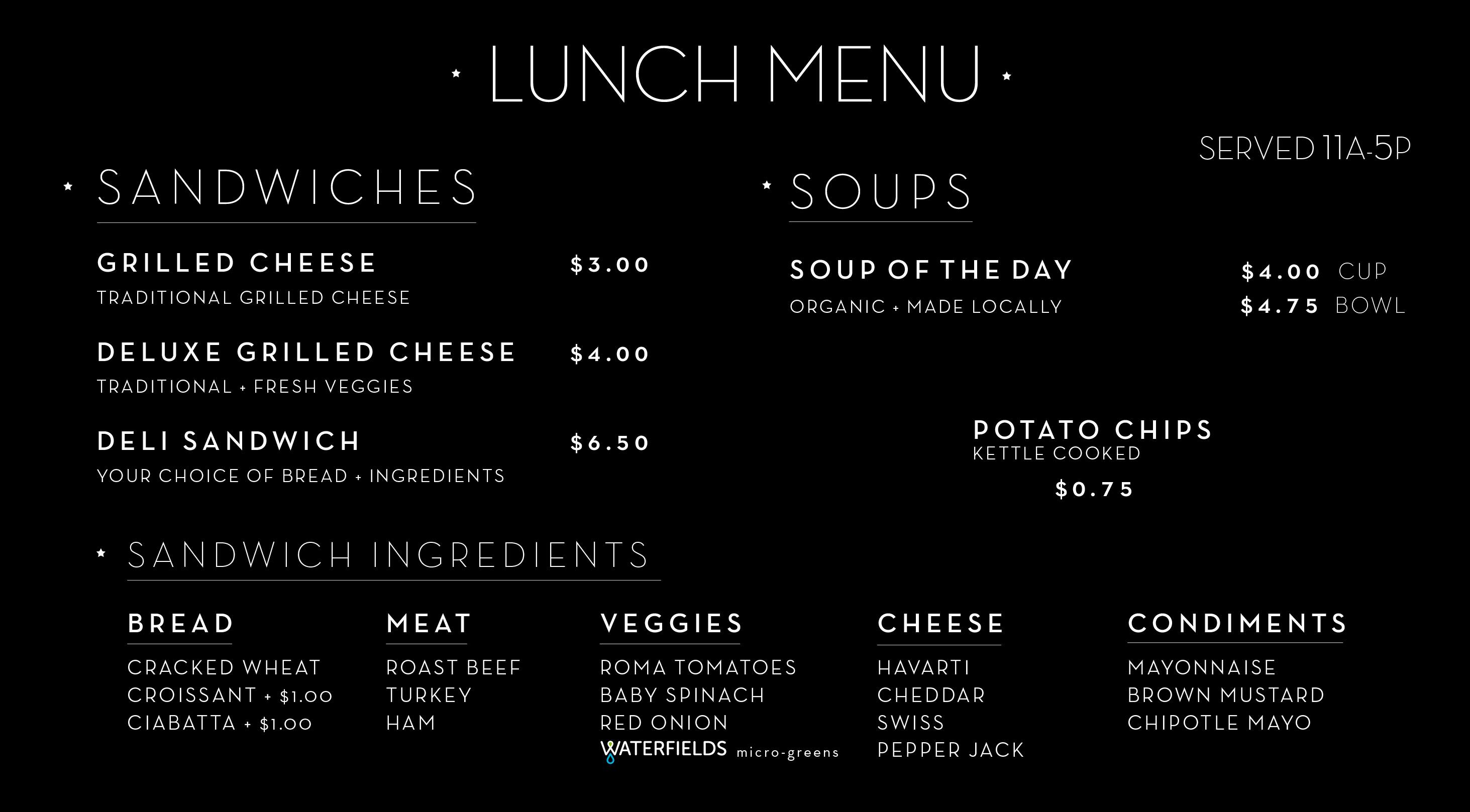 Menu at BLOC Coffee Company cafe, Cincinnati