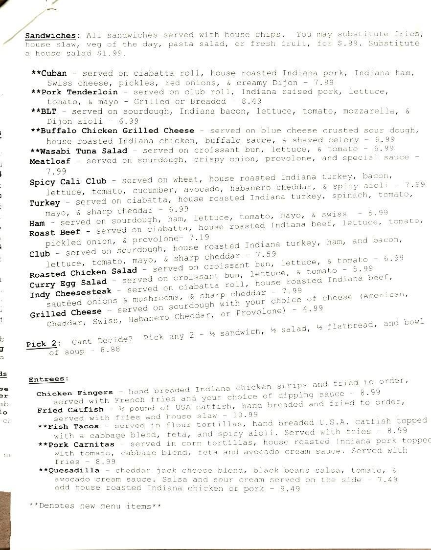 Menu at Labor District Cafe, Indianapolis, 135 N Pennsylvania St
