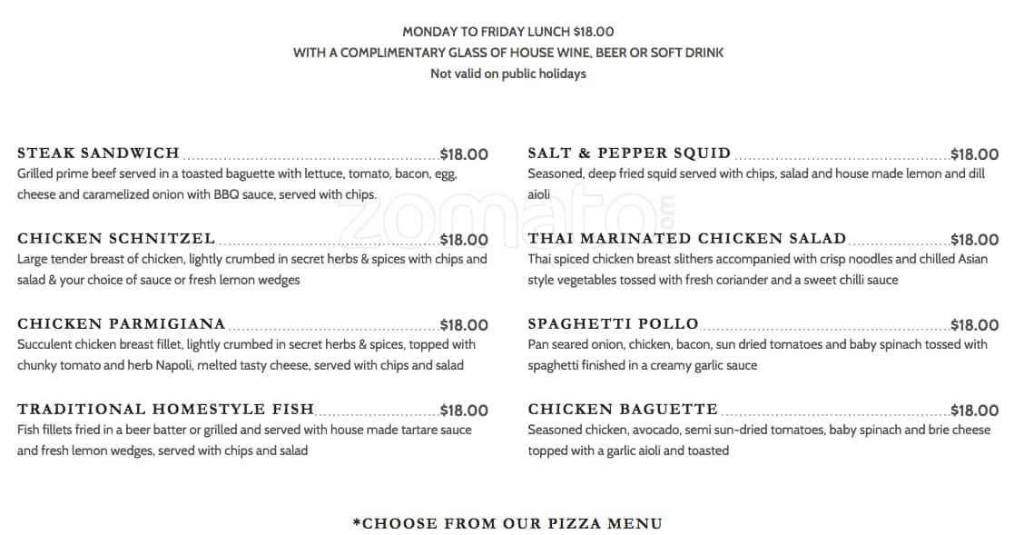 Menu at Railway Hotel pub & bar, Warragul