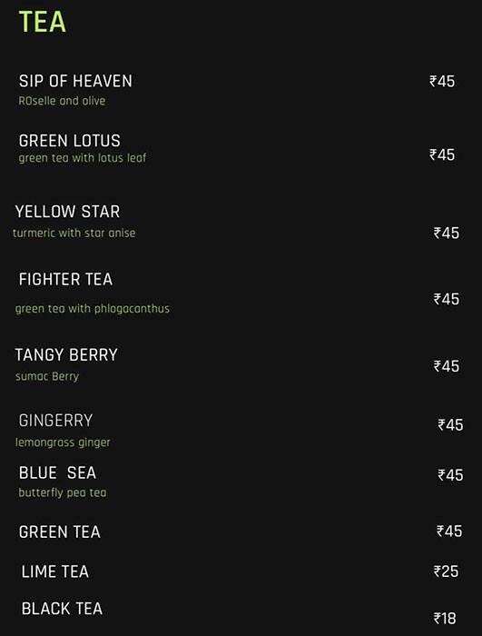 Menu of The Magic Potion, Selaiyur, Chennai