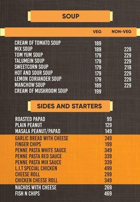Menu at LIT Ultra Bar Club & Lounge, Noida, B-1/9