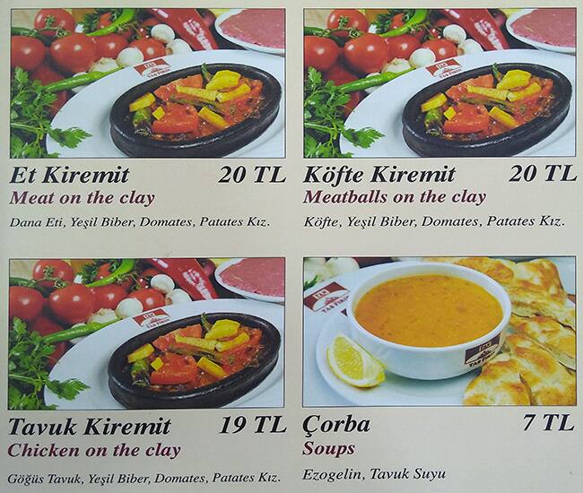 Menu at Taş Fırın, Istanbul, Hobyar Mahallesi