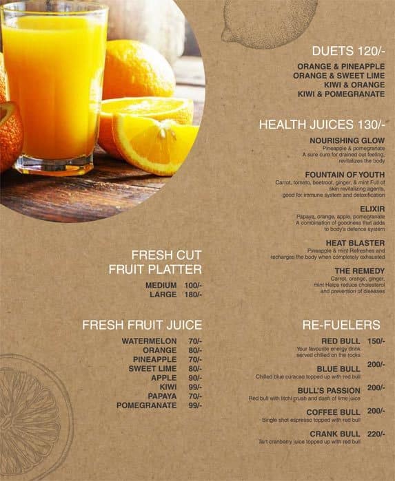 Menu of Falafal @ Prithvi Cafe, Ambavadi, Ahmedabad