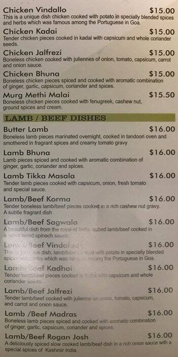 Menu at Cauliflower Restaurant, Best Indian Restaurant and takeaway ...