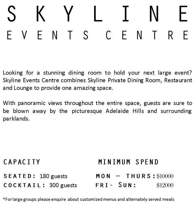Menu at Skyline Restaurant, Adelaide, 1 South Tce