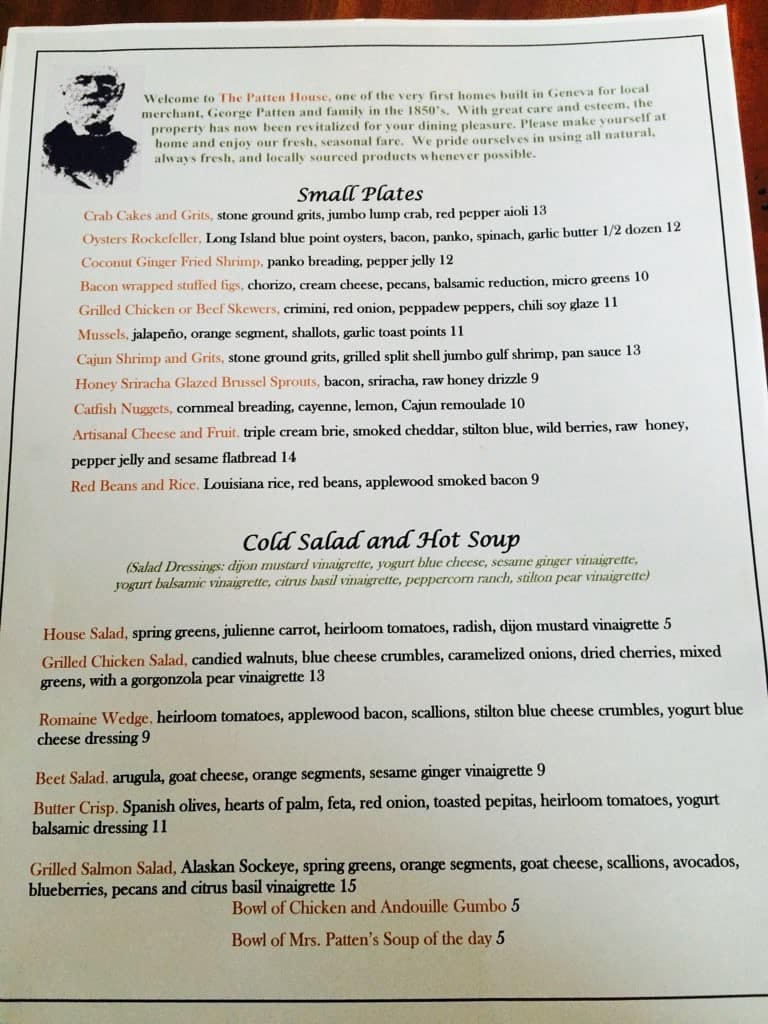 Menu at The Patten House pub & bar, Geneva