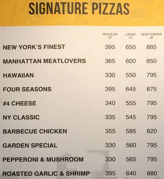 Yellow Cab Menu, Menu for Yellow Cab, SRP (South Road Properties), Cebu ...