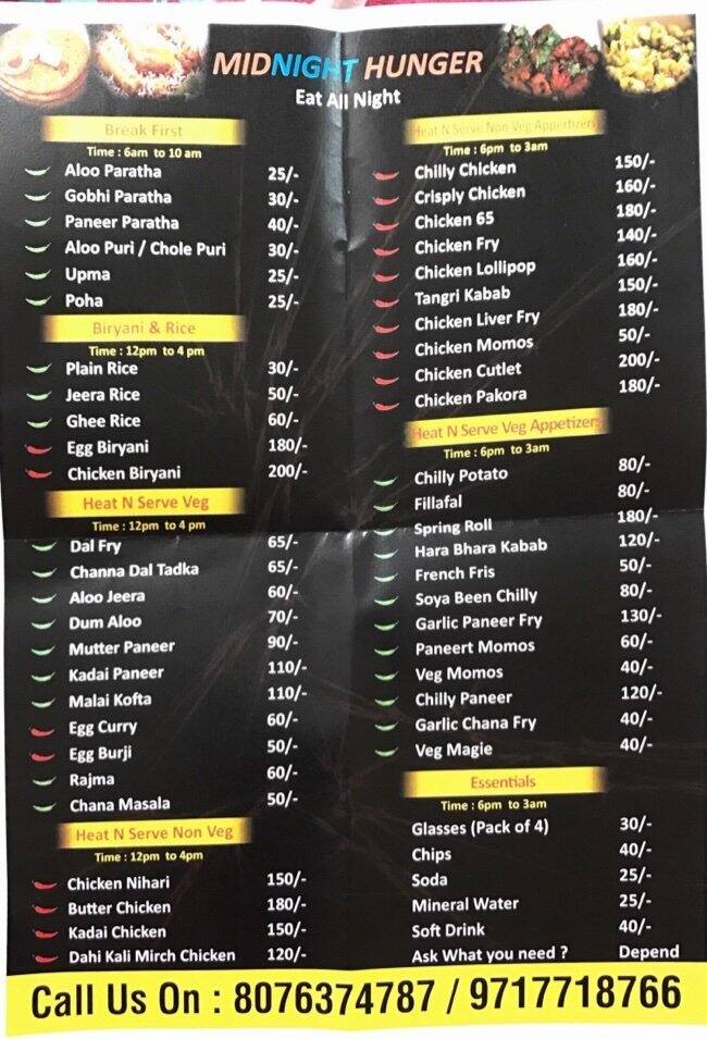Midnight Hunger Menu, Menu for Midnight Hunger, Kharghar, Navi Mumbai ...