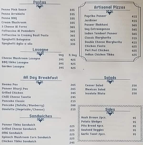 Menu of Cafe Wink Cakery, Anand Vihar, New Delhi