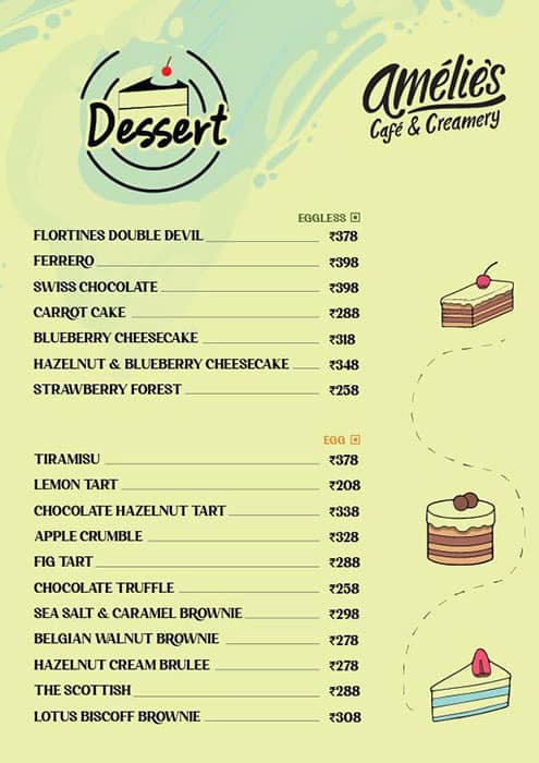 Menu at Amélie's Cafe & Creamery Adyar, Chennai