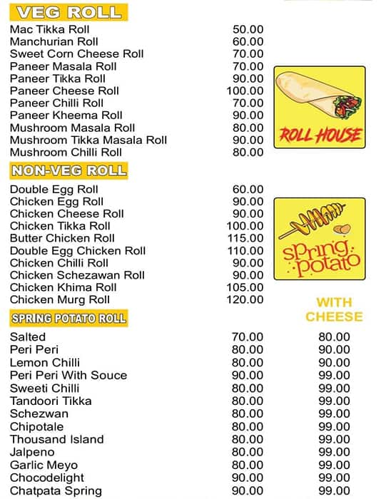 Menu of Roll House, Talegaon, Pune