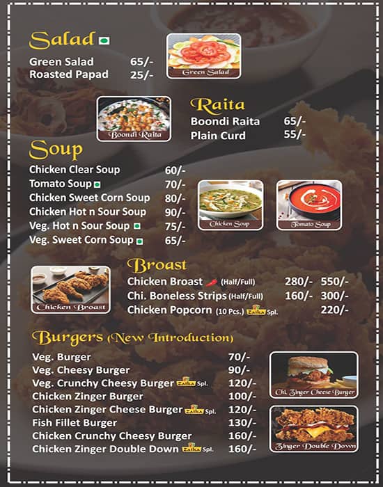 Menu of Zaika Foods, Daryaganj, New Delhi