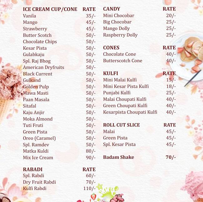 Menu at New Ramdev Ice Cream Parlour, Thane