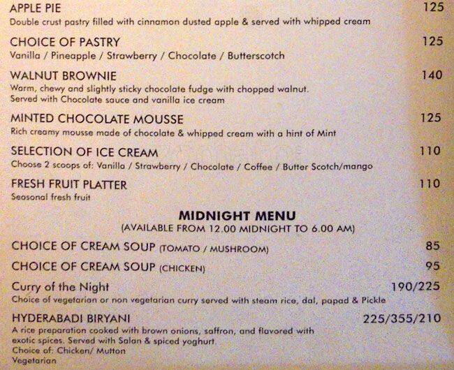 Menu at The Pavilion, Bengaluru, Quality Inn Shravanthi
