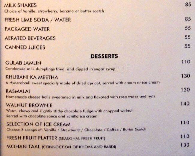 Menu at The Pavilion, Bengaluru, Quality Inn Shravanthi