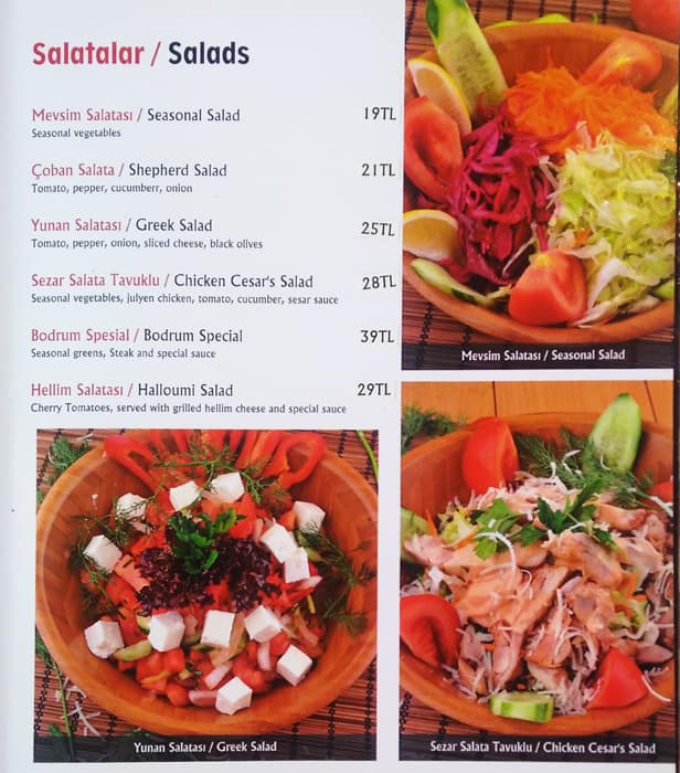 Menu at Bodrum Cafe & Restaurant, Istanbul, Şeftali Sk. No 16