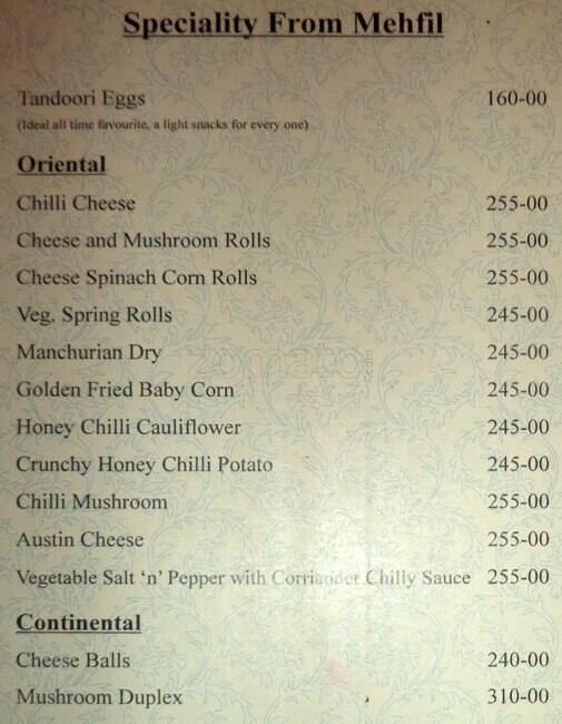 Menu at Mehfil Bar & Restaurant, Chandigarh, Block - C Sco - 183 - 185