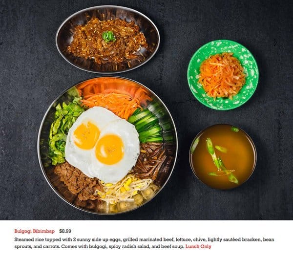 Menu at Hongdae Pocha Korean BBQ, Vancouver