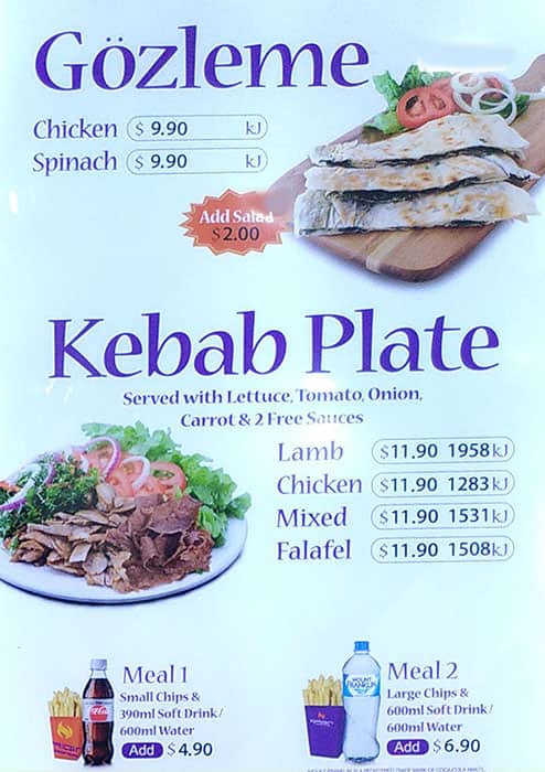 Menu at Origin Kebabs restaurant, Griffin