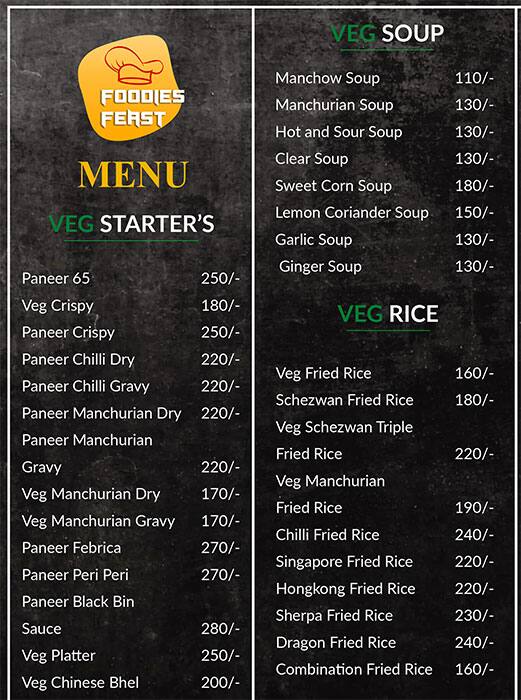 Menu of Foodies Feast, Wadala, Mumbai