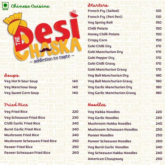 Menu of The Chinese Chaska, JP Nagar, Bangalore