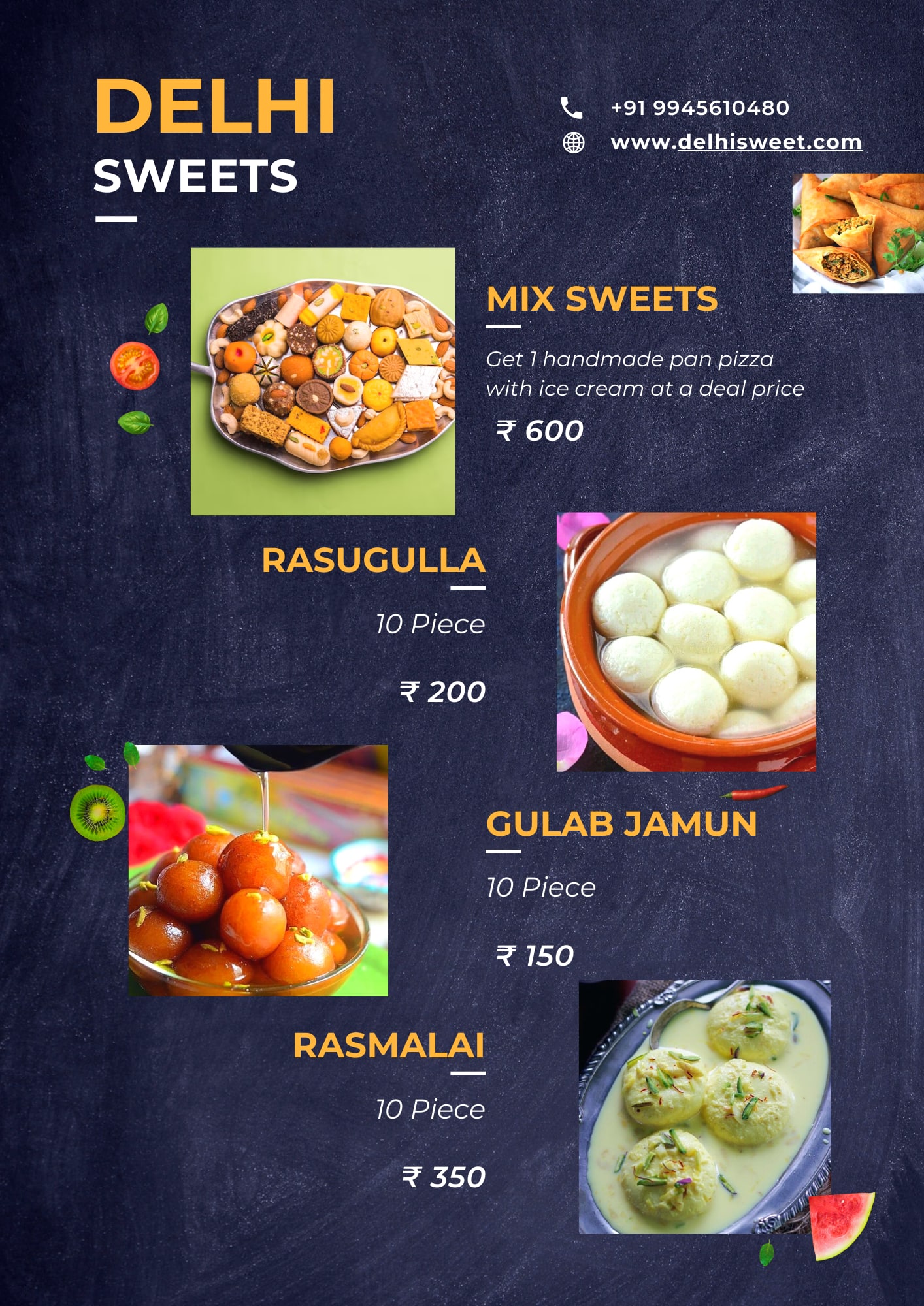 Menu of Delhi Sweet, Shivajinagar, Bangalore