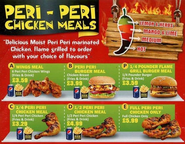 Menu at Dixie Chicken fast food, Southall, 6 King St
