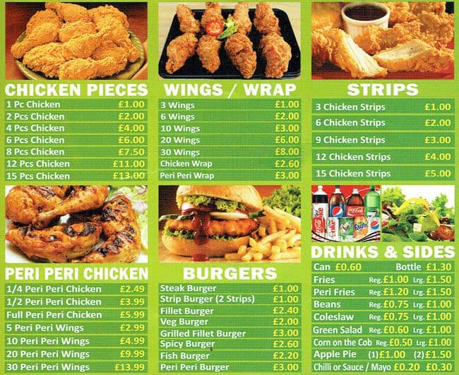 Menu at Dixie Chicken fast food, Southall, 6 King St