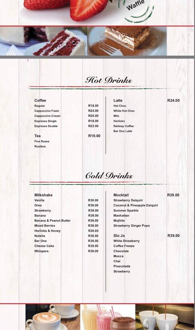 Menu at Calisto's Portuguese Restaurant Fordsburg, Johannesburg