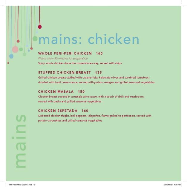 Menu at Higher Ground Restaurant, Sandton