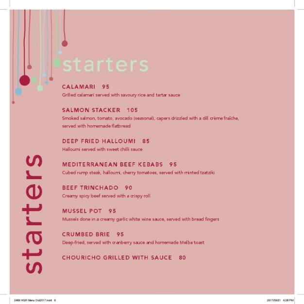 Menu at Higher Ground Restaurant, Sandton