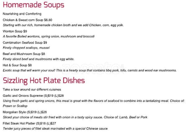 Menu at Top Taste Restaurant, Porirua