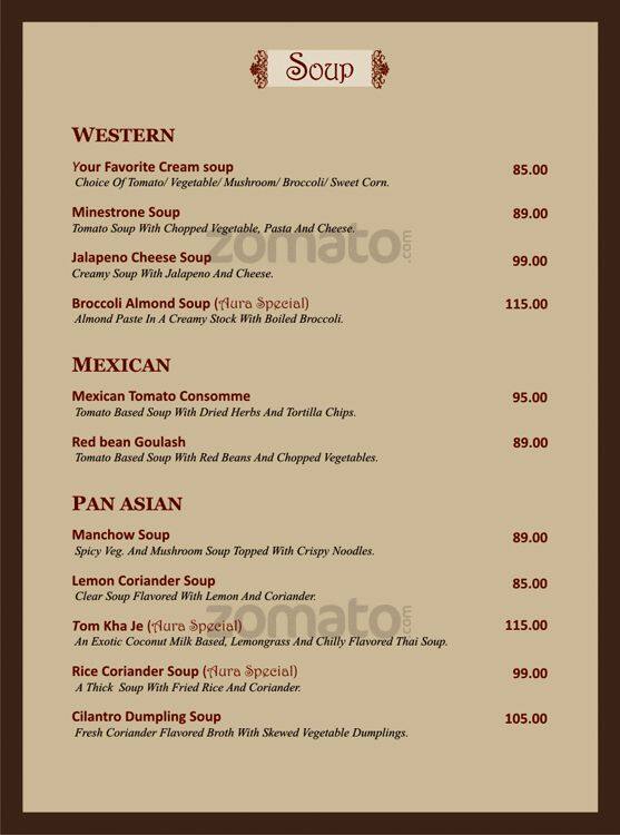 Menu at Aura, Raia, House No 596