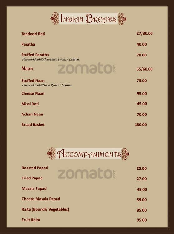 Menu at Aura, Raia, House No 596