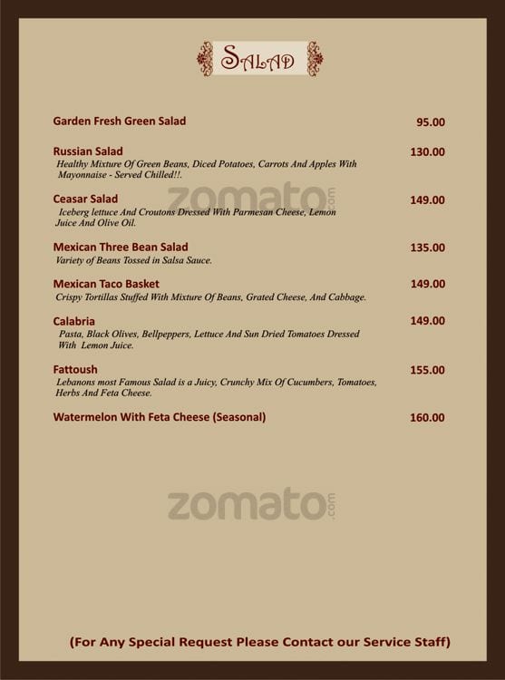 Menu at Aura, Raia, House No 596