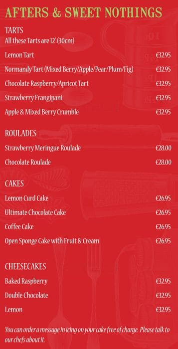 Menu at Avoca Malahide cafe, Malahide, Malahide Castle & Gardens