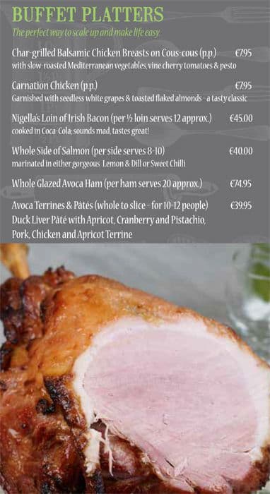 Menu at Avoca Malahide cafe, Malahide, Malahide Castle & Gardens