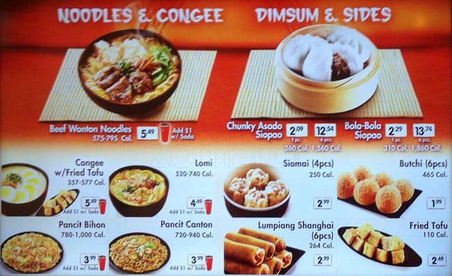 Chowking Breakfast Menu