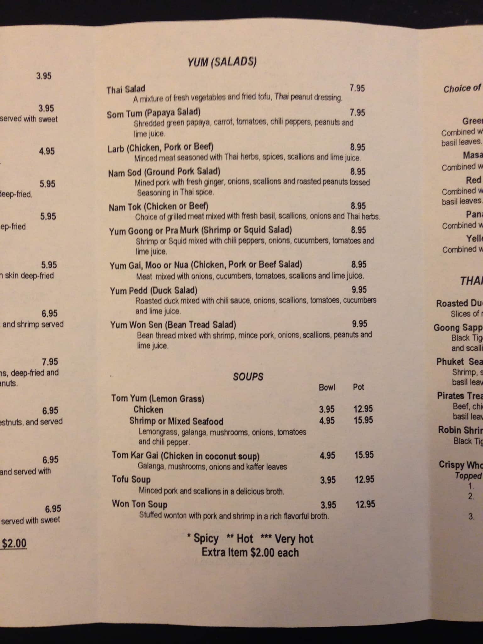 Menu at Thai Erawan Restaurant, Newport News, Hampton Hwy
