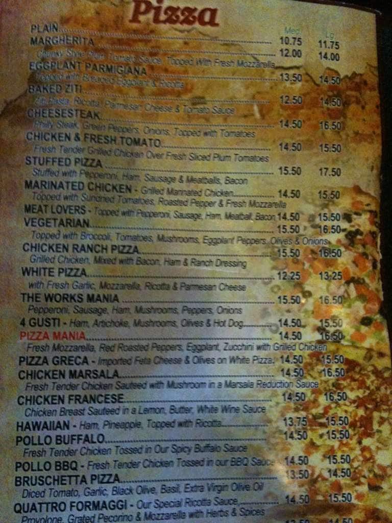 Menu at Pizza Mania NJ pizzeria, Garfield